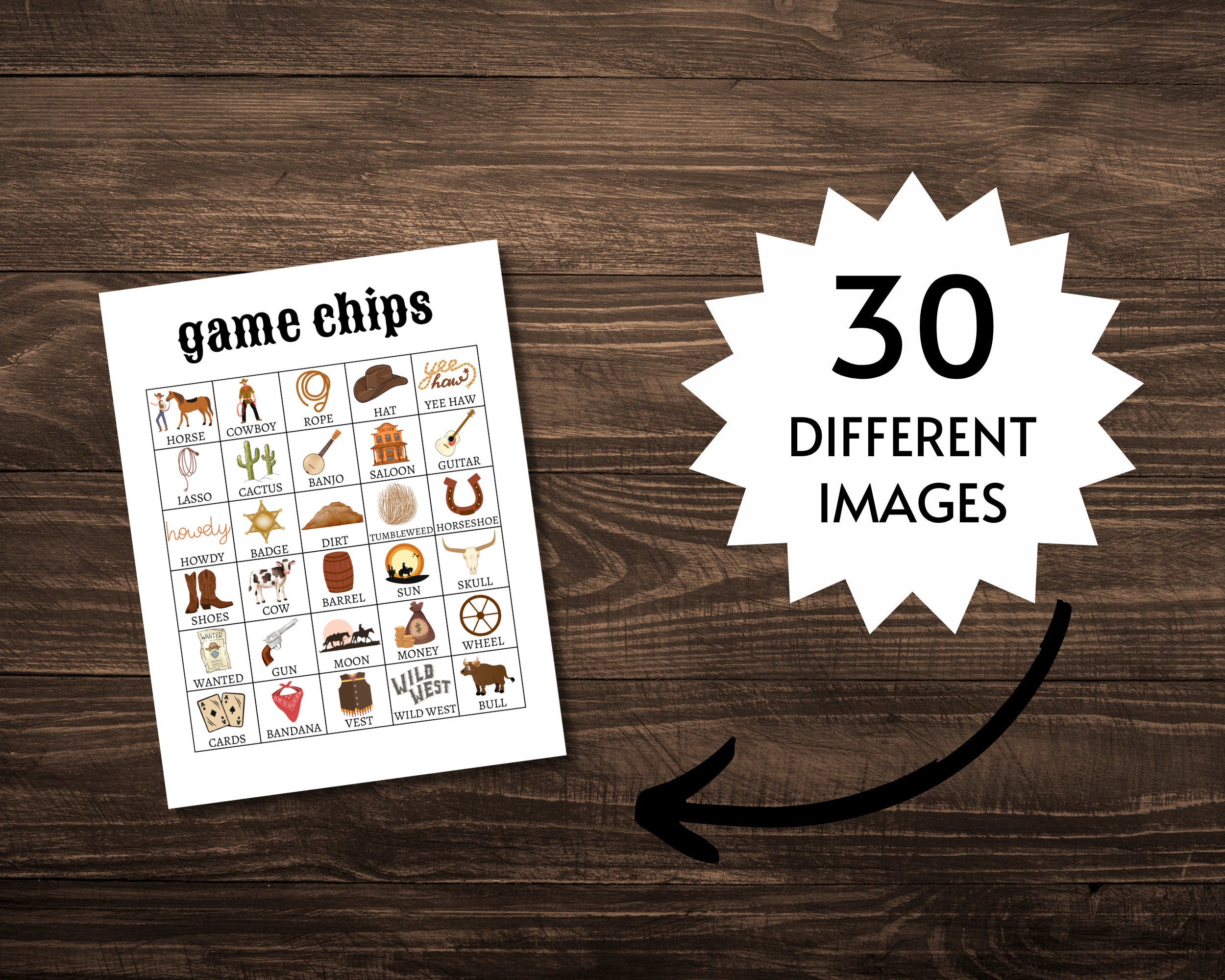 Cowboy Bingo Cards, Printable Wild West Party Game for Kids, Teens, and ...