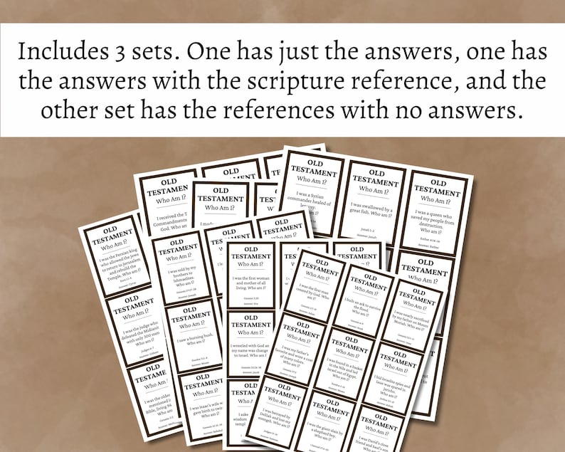 Old Testament Who Am I Trivia Cards, Printable Bible Game for Kids ...