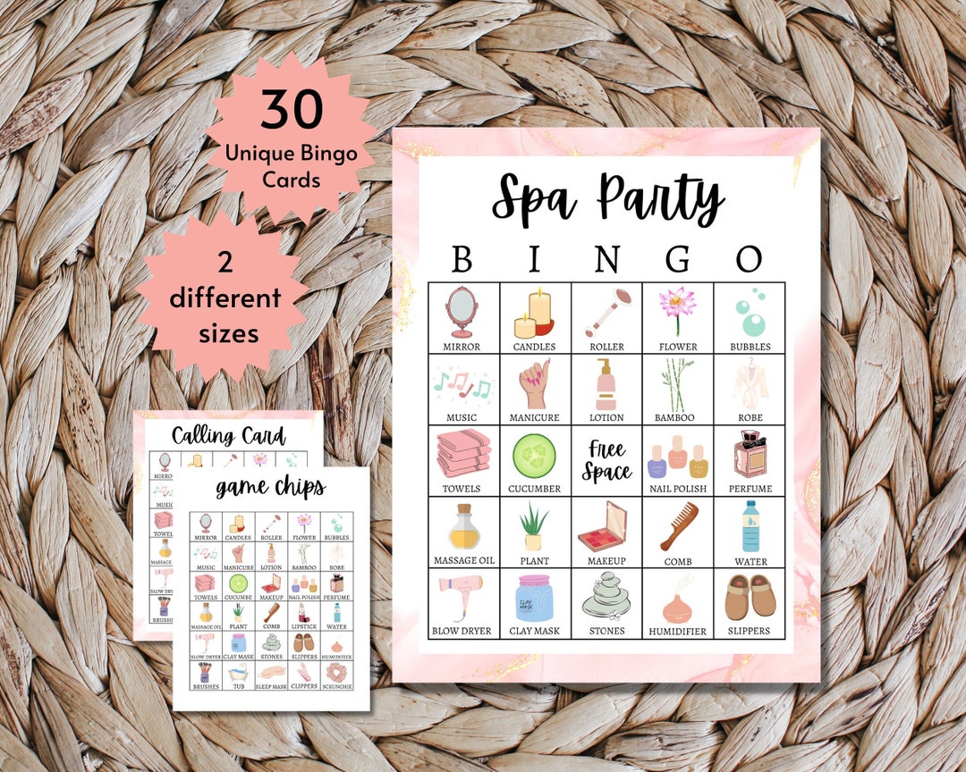 Spa Party Bingo, Printable Pamper Party Game for Kids, Teens, and ...