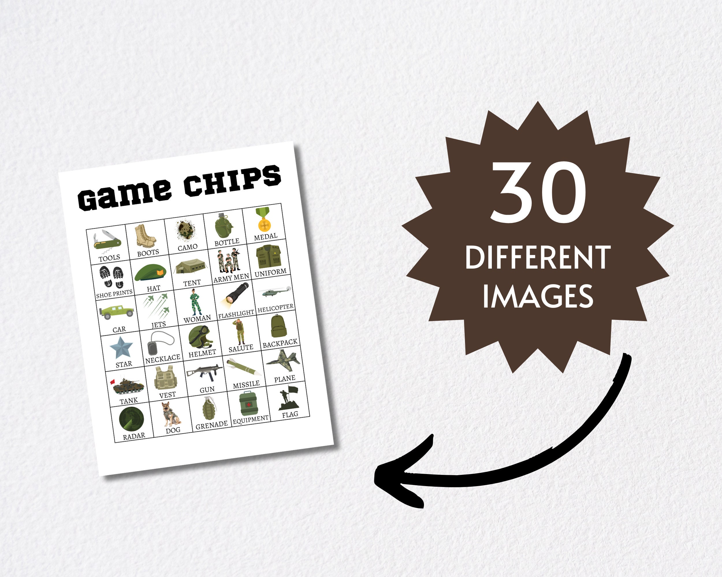 Army Bingo Cards, Printable Military Game for Kids, Teens, and Adults ...