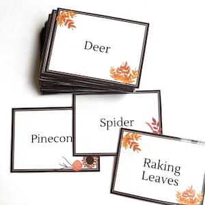 Fall Charades, Printable Autumn Pictionary Cards, Easy Fall Time Party ...