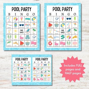 Pool Party Bingo Cards, Summertime Game for Kids, Teens, and Adults ...