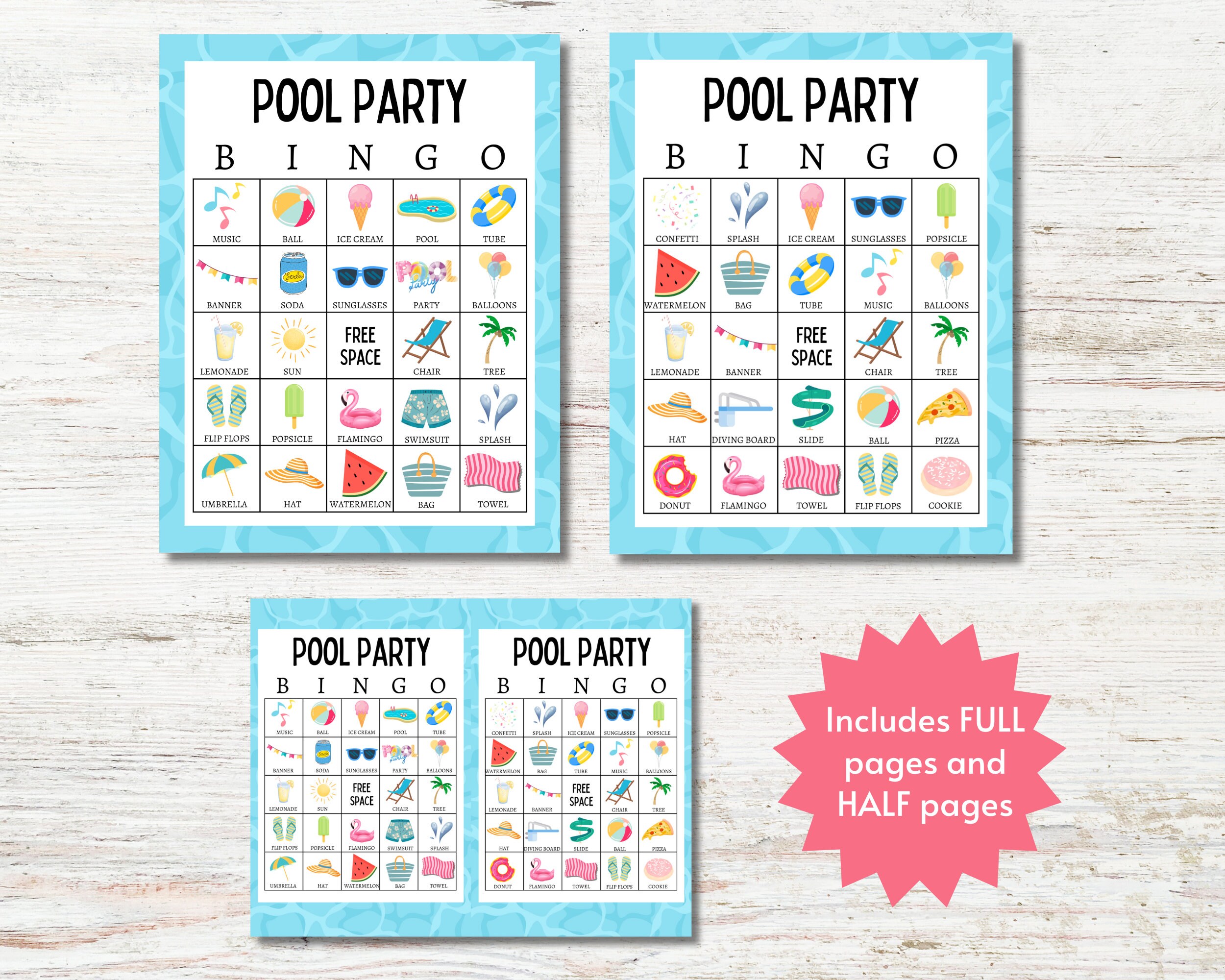 Pool Party Bingo Cards, Summertime Game for Kids, Teens, and Adults ...