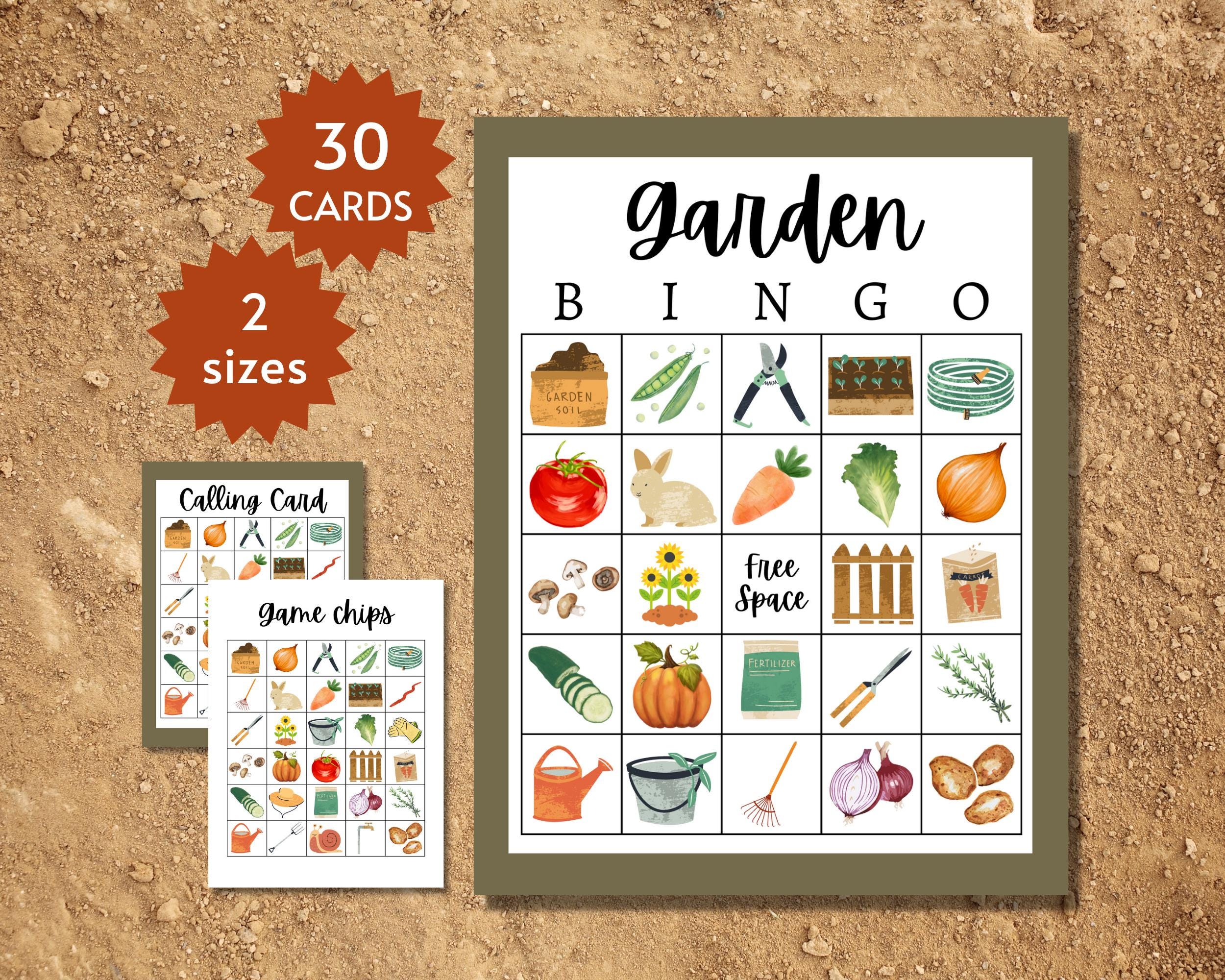 Garden Bingo Cards Bundle, Printable Gardening Party Game for Kids ...