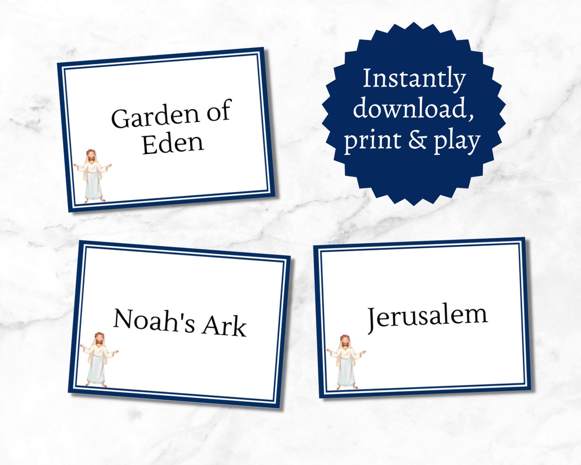Bible Charades, Printable Bible Pictionary Cards, Christian Party Game ...
