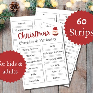 Christmas Charades Party Game, Printable Holiday Pictionary Cards ...