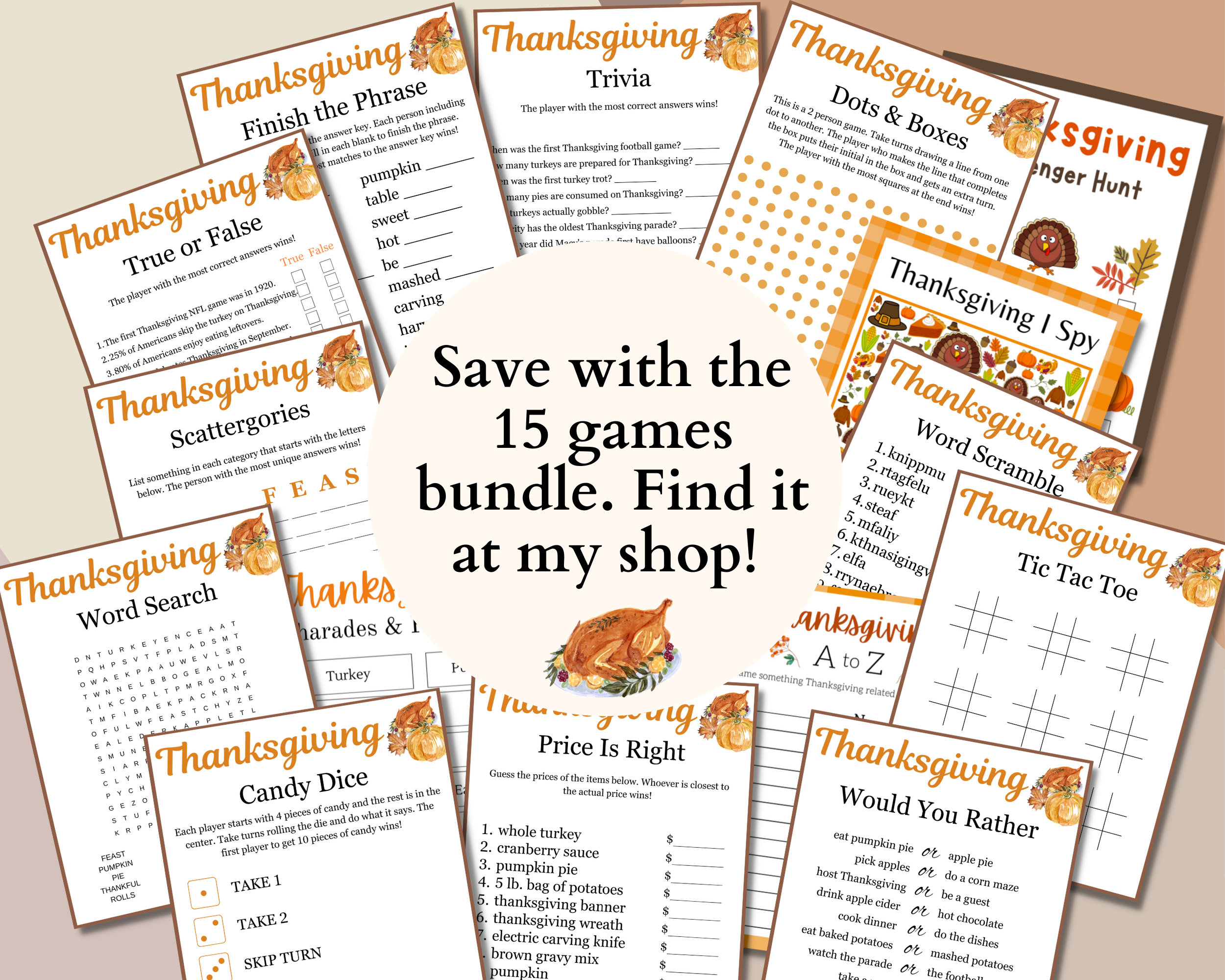Thanksgiving Word Scramble, Printable Thanksgiving Party Game, Fall ...