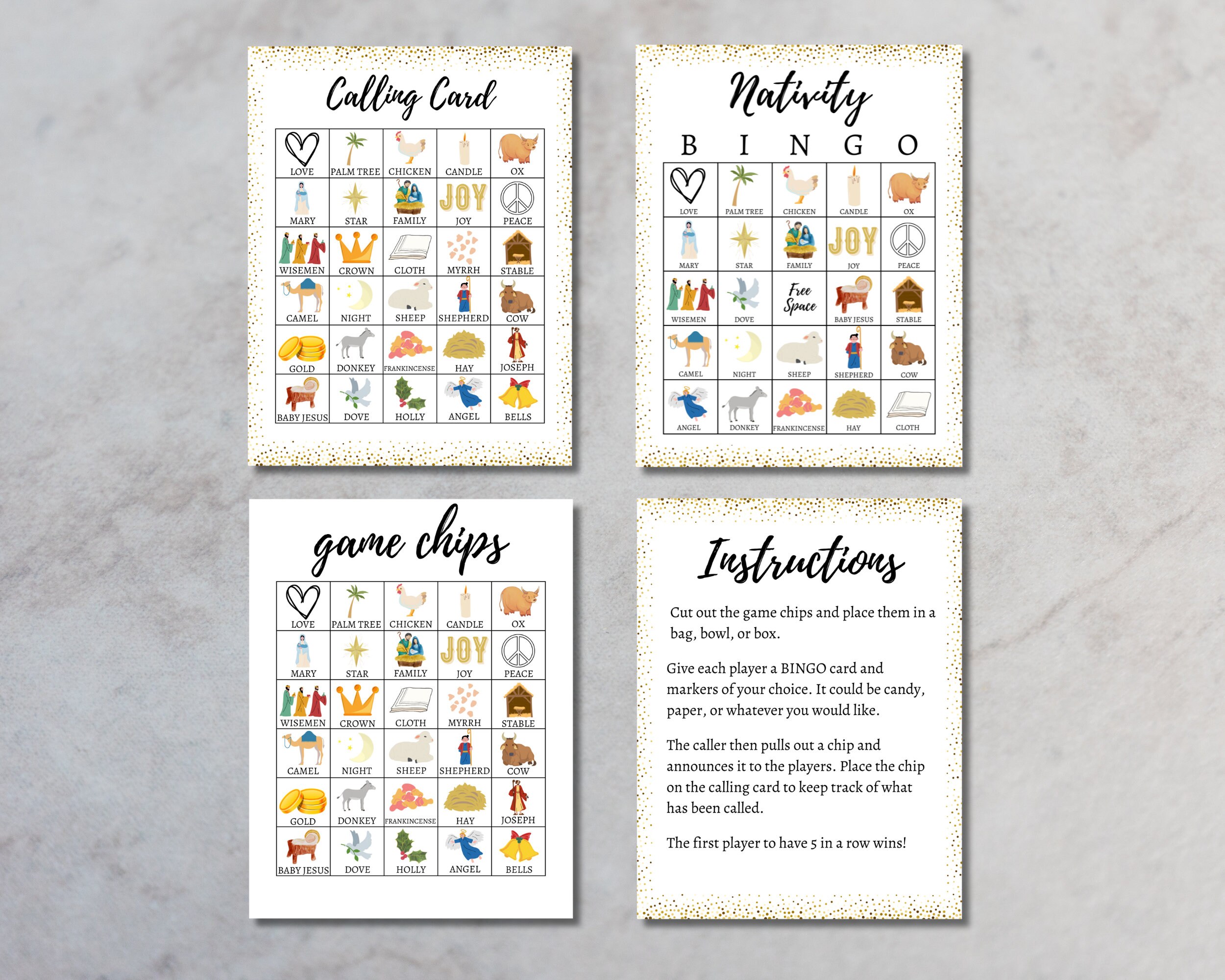 Nativity Bingo Cards, Printable Christmas Christian Activity, Religious ...
