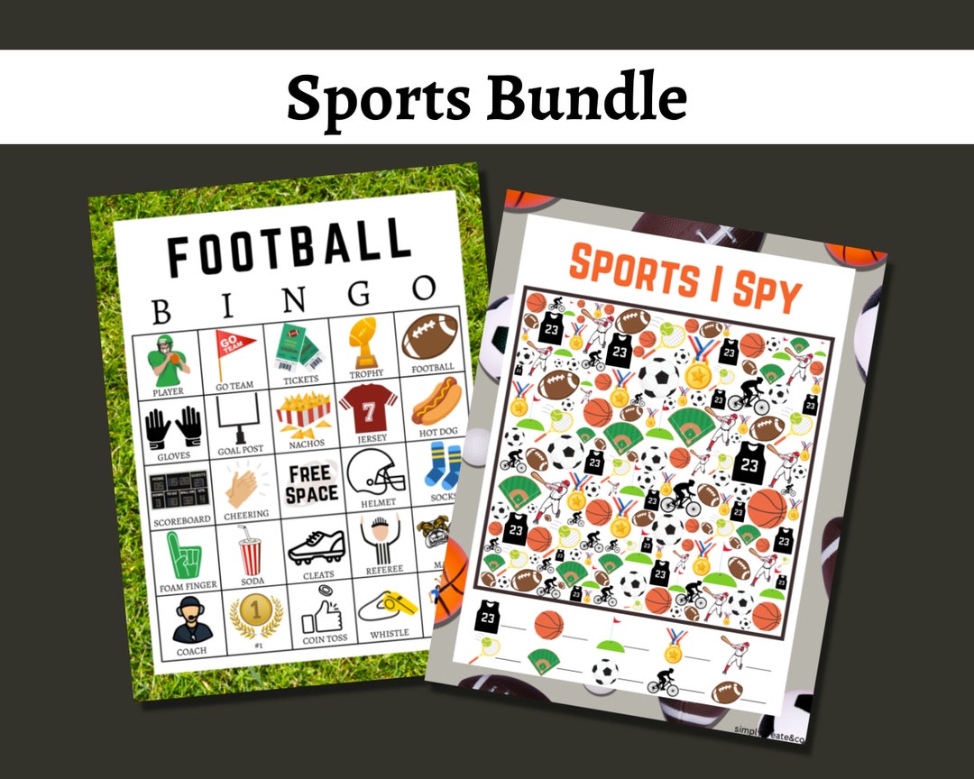 Sports Party Games Bundle, Printable American Football Bingo Cards ...