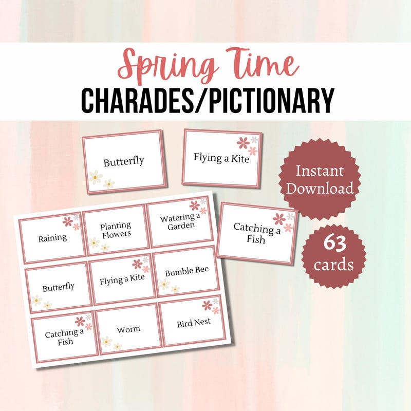 Spring Pictionary Cards - Etsy