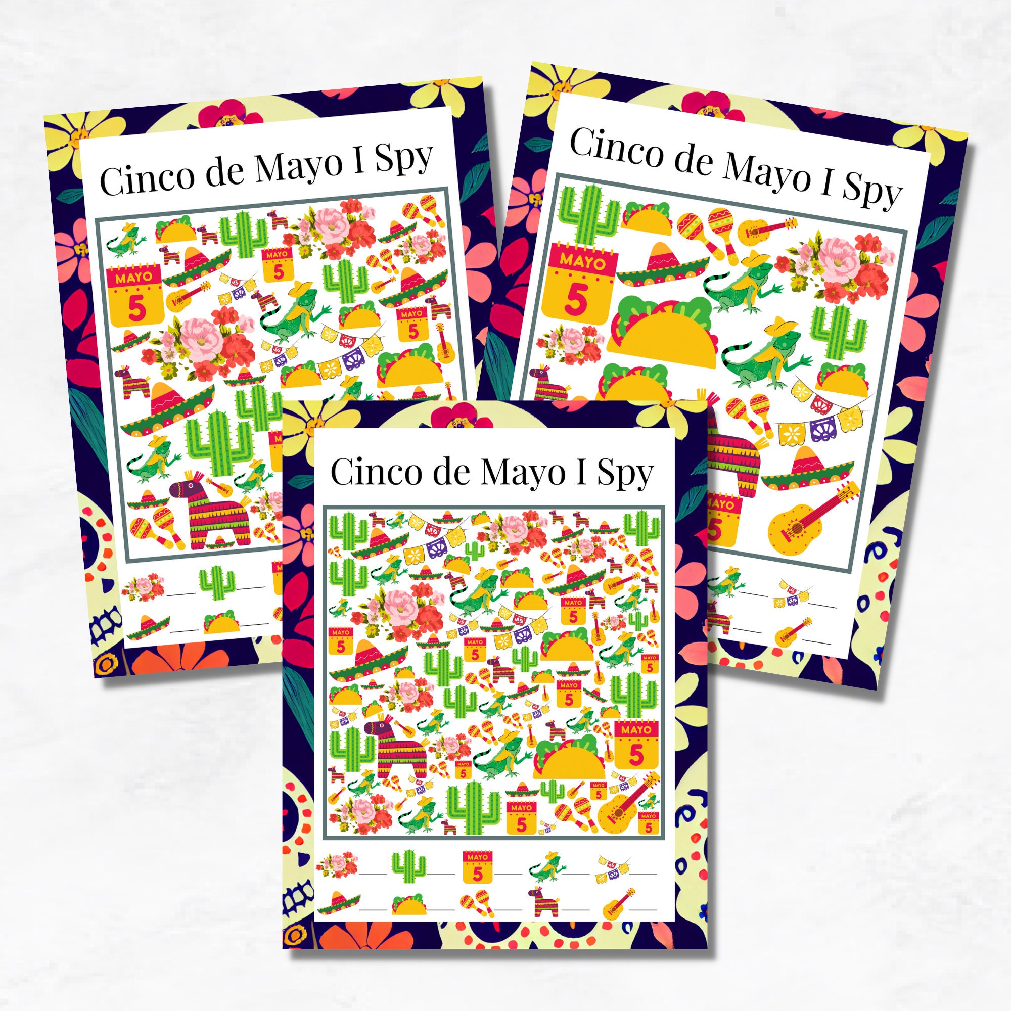 Cinco De Mayo I Spy, Printable Party Games for Kids, May 5th Activity ...