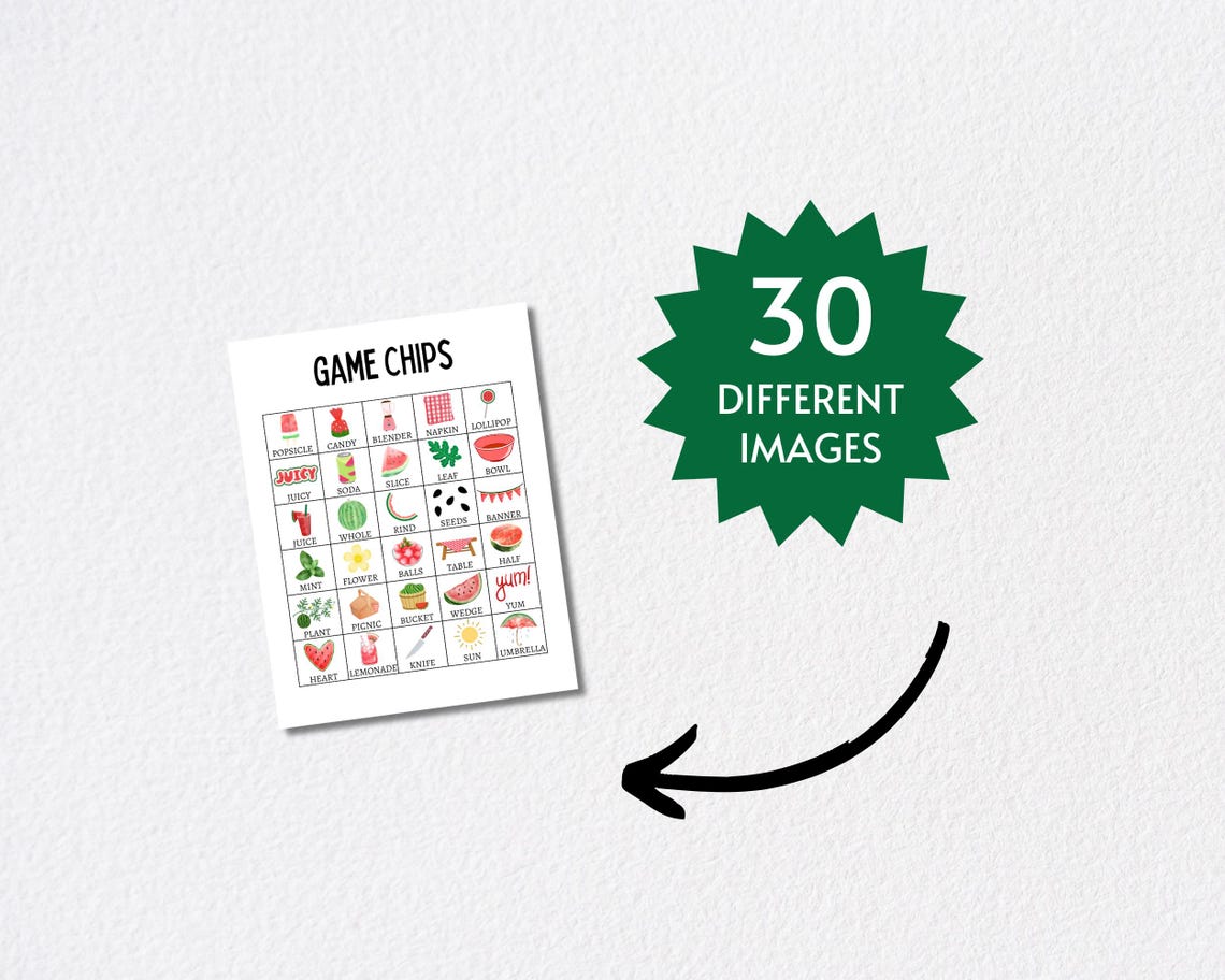 Watermelon Bingo Cards, Printable Summer Party Game for Kids and Adults ...
