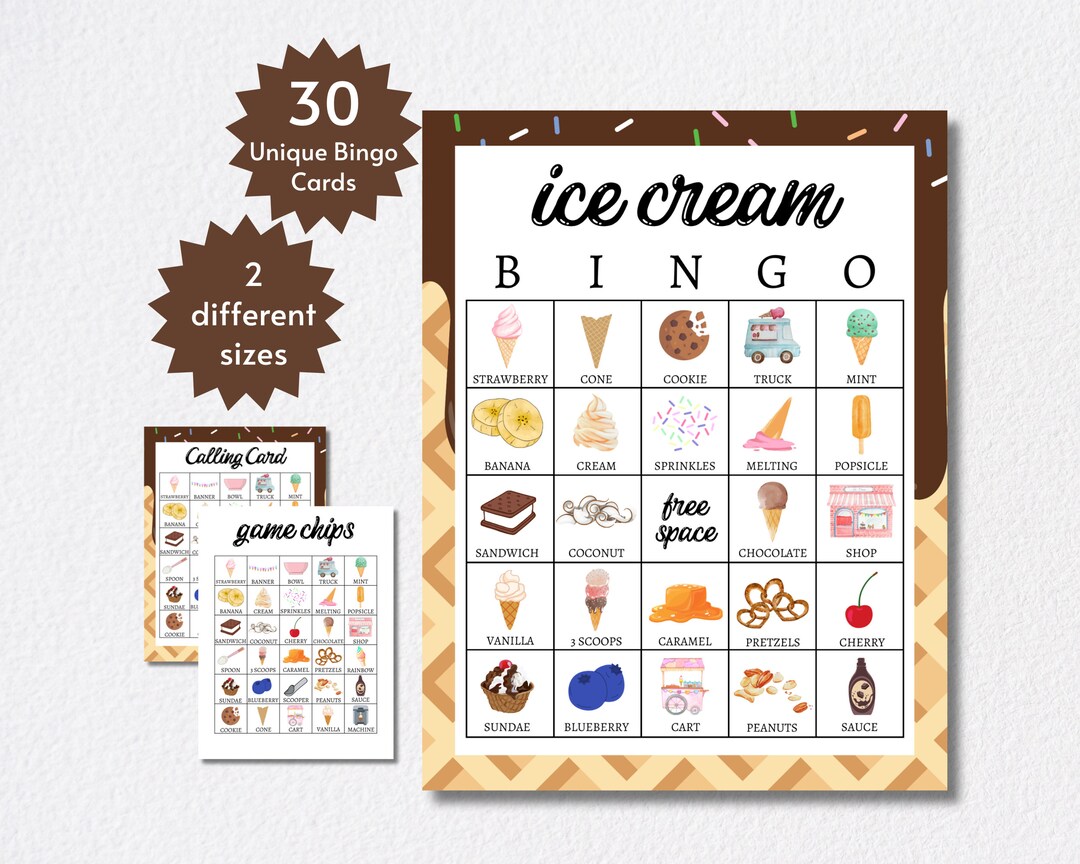 Ice Cream Bingo Cards, Printable Summer Activity for Kids, Ice Cream ...