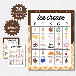 Ice Cream Bingo Cards, Printable Summer Activity for Kids, Ice Cream ...