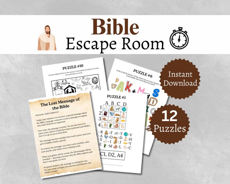 Bible Escape Room for Kids, Printable Bible Party Game, Church Puzzle ...