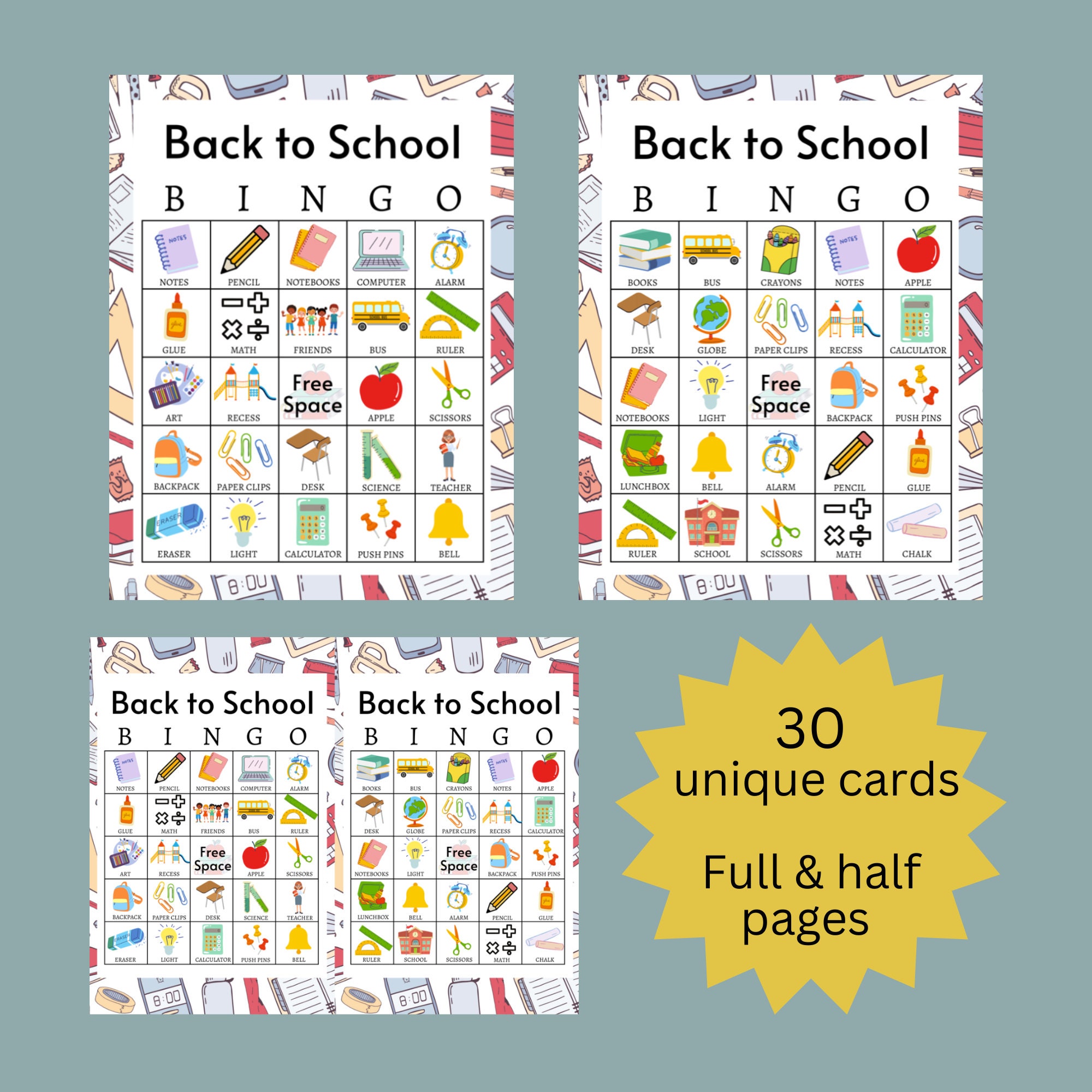 Back to School Games, Printable Classroom Activities Bundle, Bingo and ...