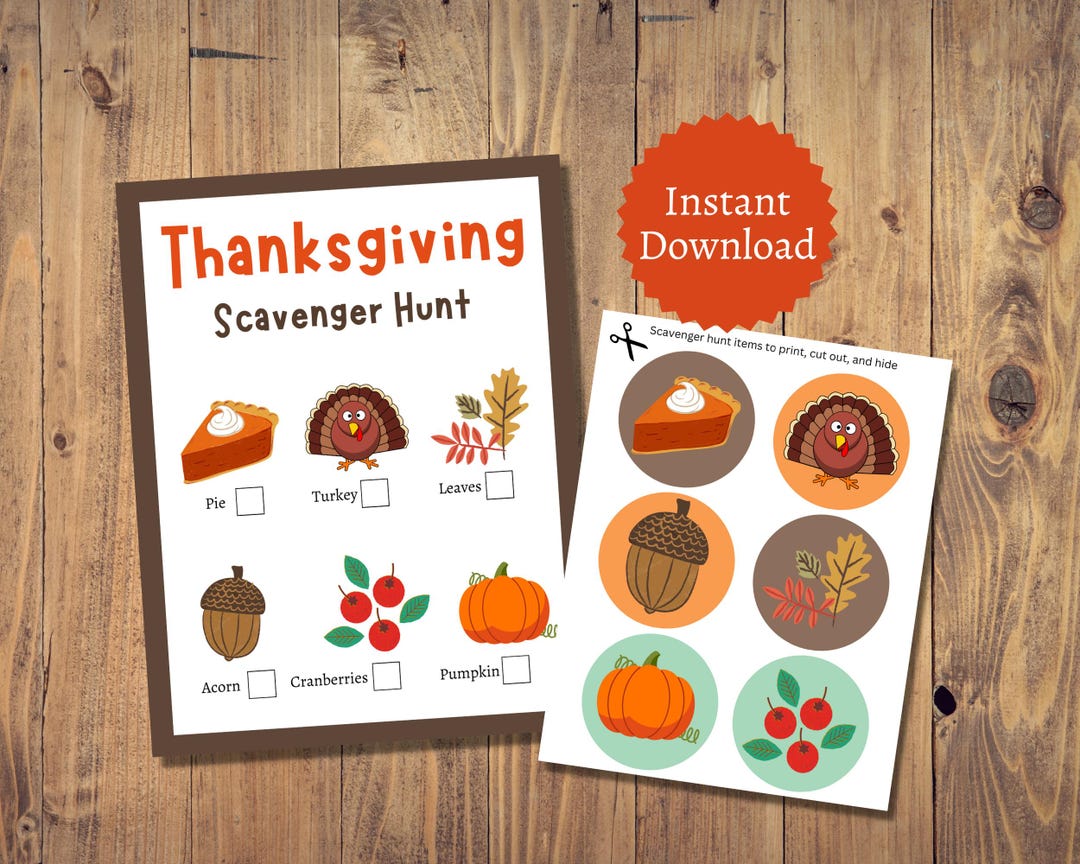 Thanksgiving Scavenger Hunt for Kids, Printable Fall Game, Activity for ...