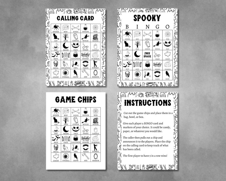 Spooky Bingo Cards, Halloween Party Game for Kids, Teens, and Adults ...