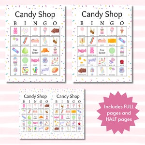 Candy Shop Bingo Cards, Printable Birthday Party Game for Kids ...