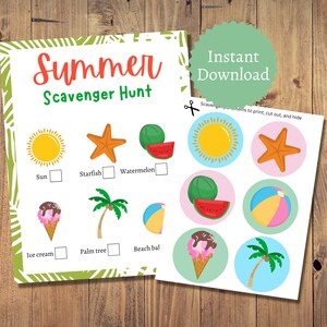 Summer Scavenger Hunt, Printable Summer Games for Kids, Luau Activity ...