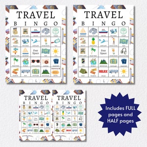 Travel Bingo Cards, Printable Travel and Tourism Party Game for Kids ...
