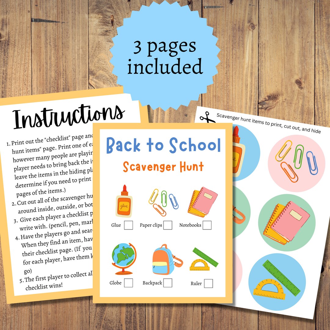 Back to School Scavenger Hunt, Printable Classroom Activity for ...