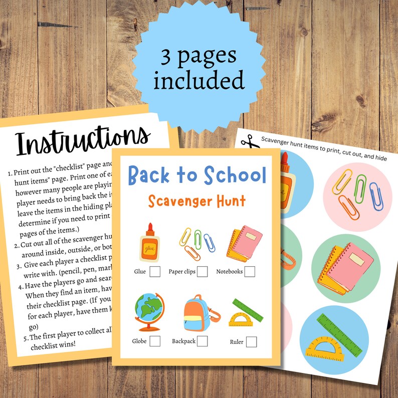 Back to School Scavenger Hunt, Printable Classroom Activity for ...