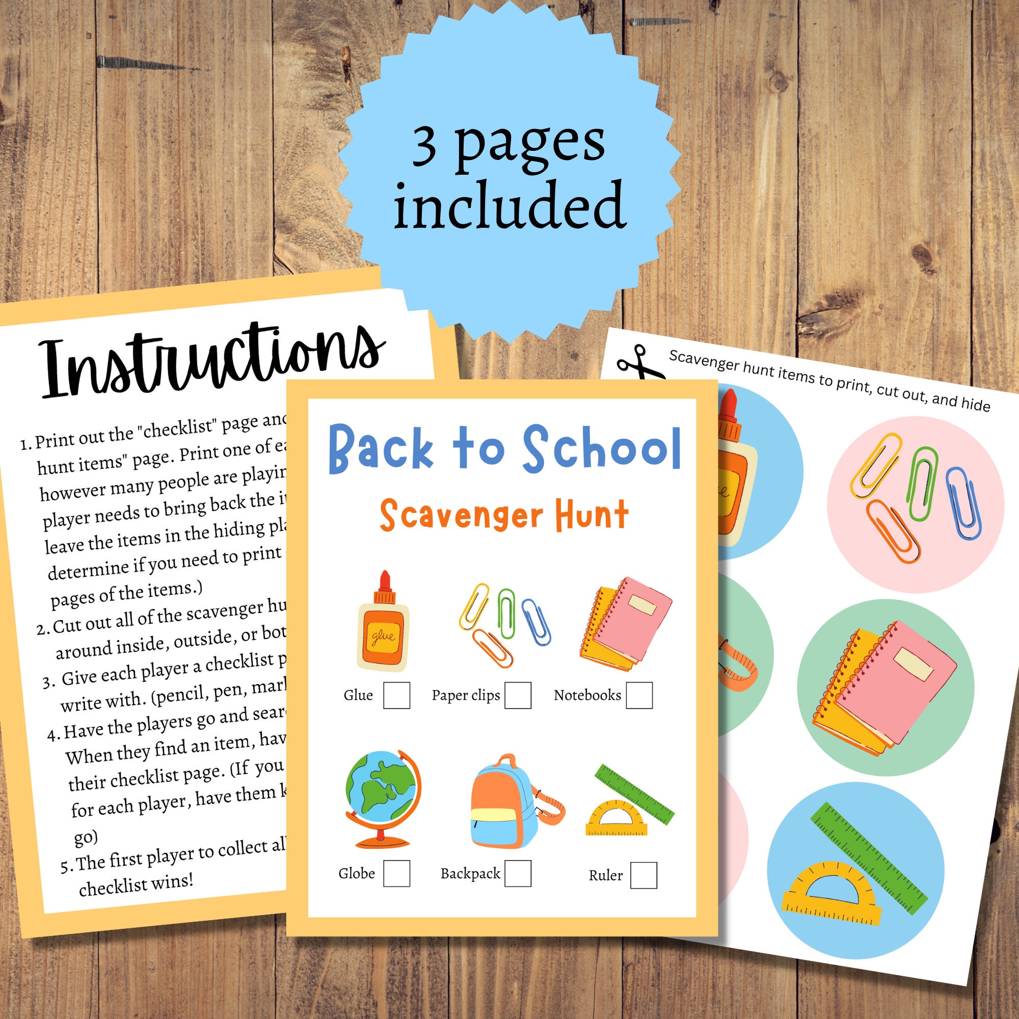 Back to School Scavenger Hunt, Printable Classroom Activity for ...