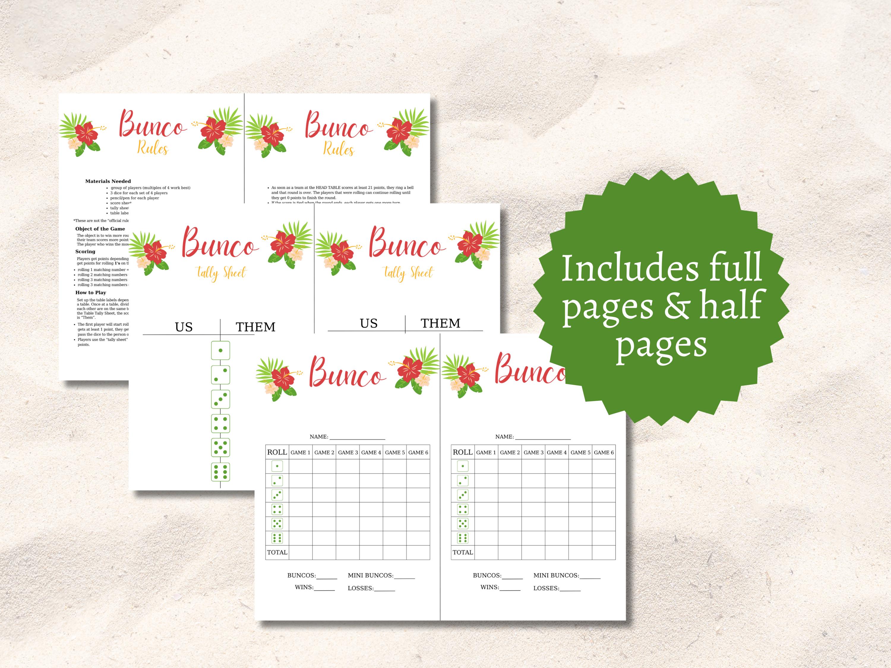 Summer Bunco Bundle, Printable Summertime Activity for Large Groups ...