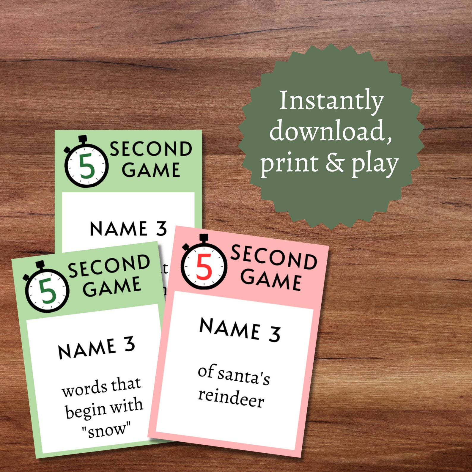 Christmas 5 Second Game, Christmas Games Printable, Christmas Party ...
