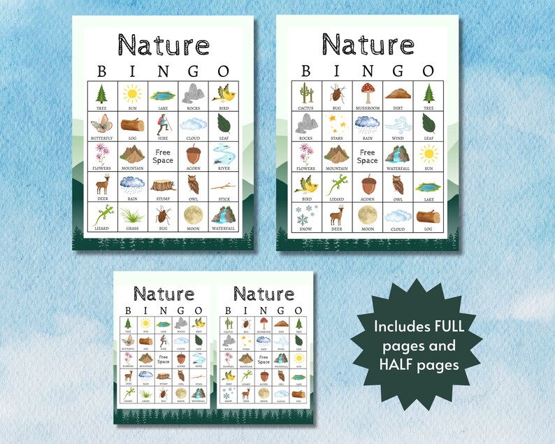 Nature Bingo Cards, Printable Outdoor Activity, Camping Game for Kids ...