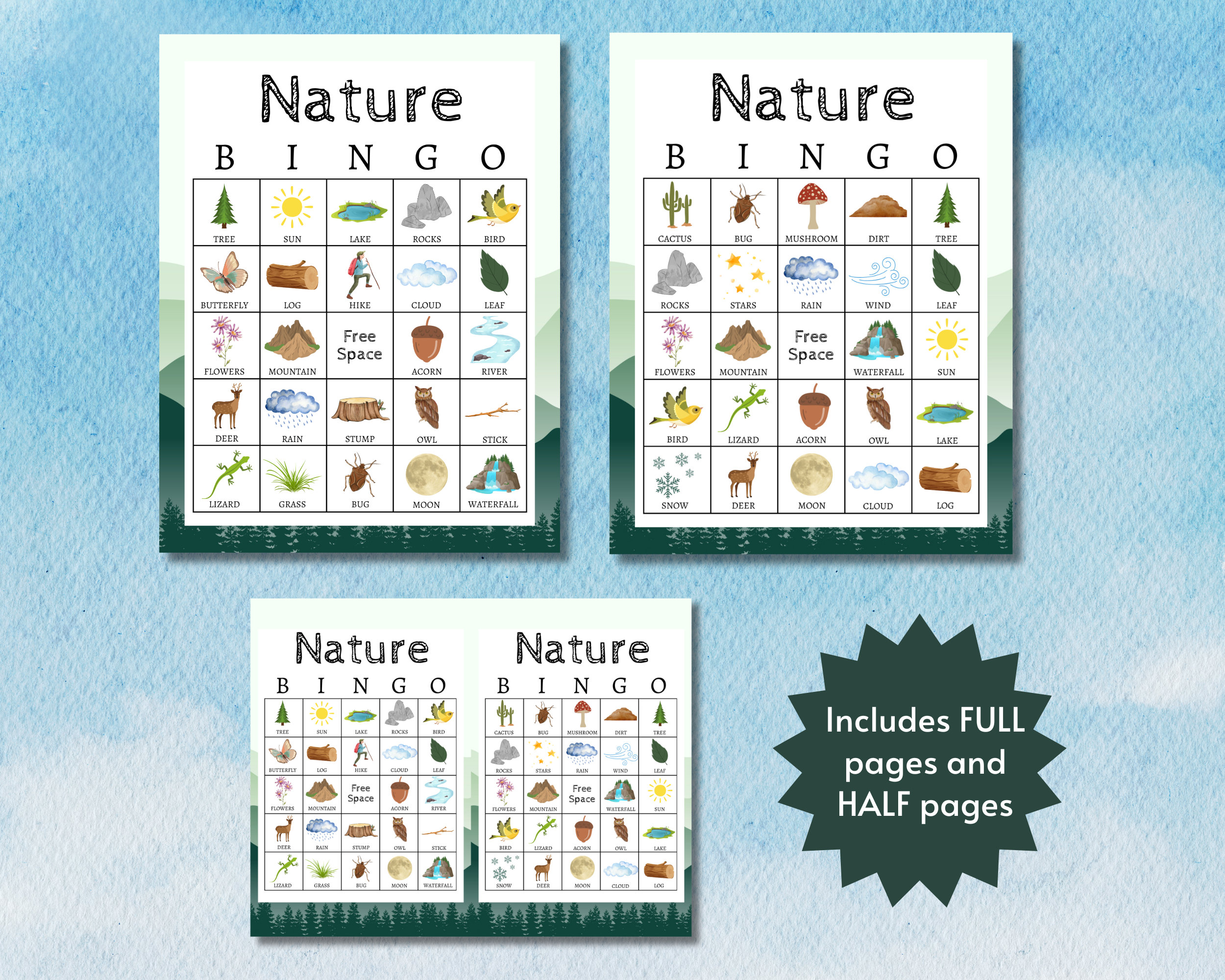 Nature Bingo Cards, Printable Outdoor Activity, Camping Game for Kids ...
