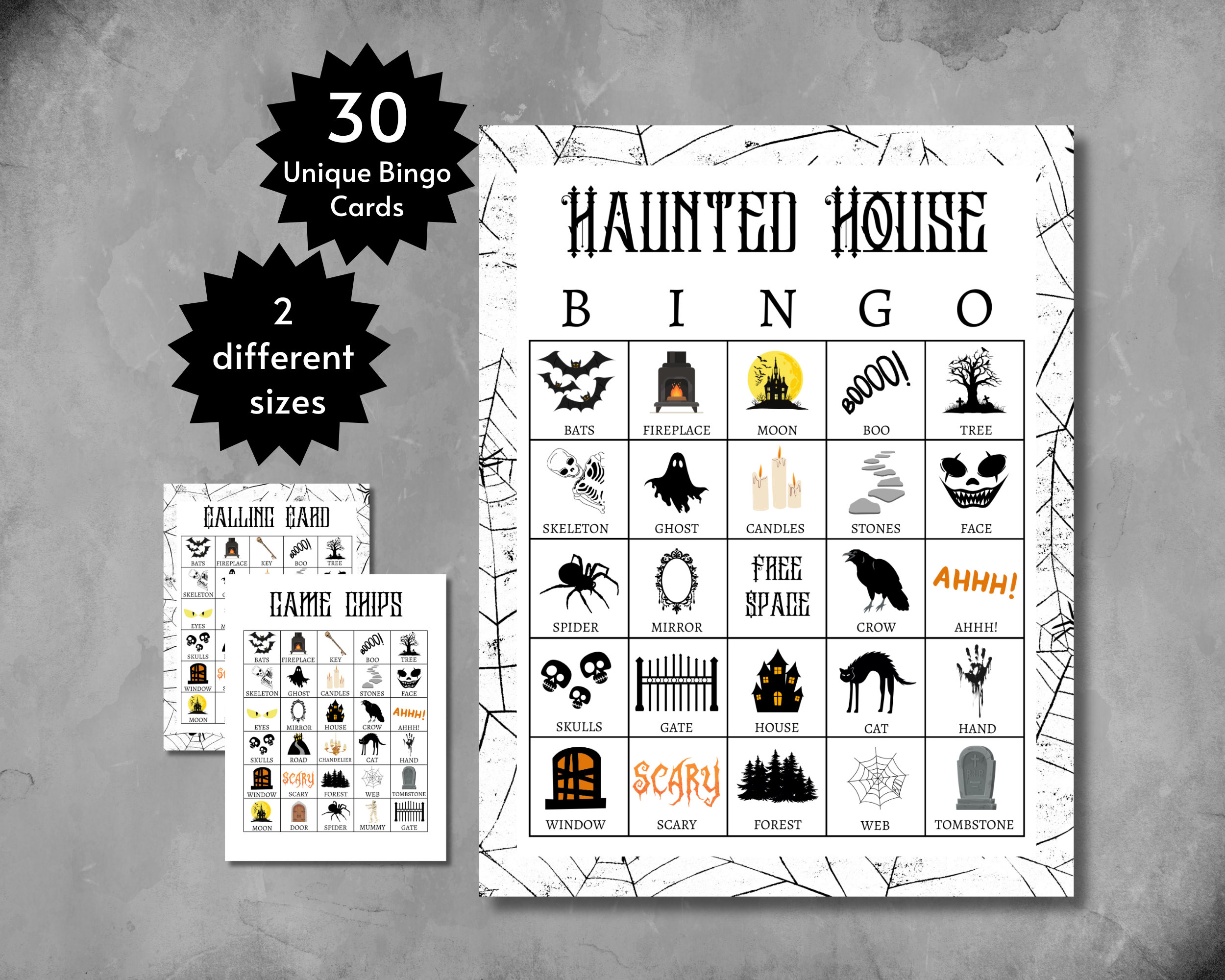 Haunted House Bingo Cards, Printable Halloween Party Game for Kids ...