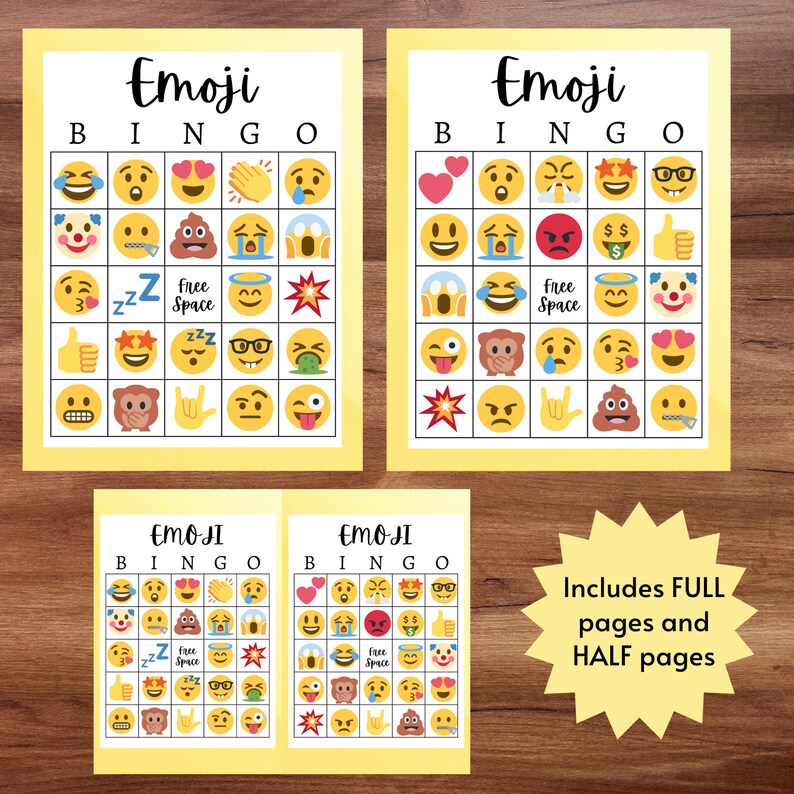 Emoji Bingo Cards, Printable Emotions Learning Game, Kids Emoji Party ...