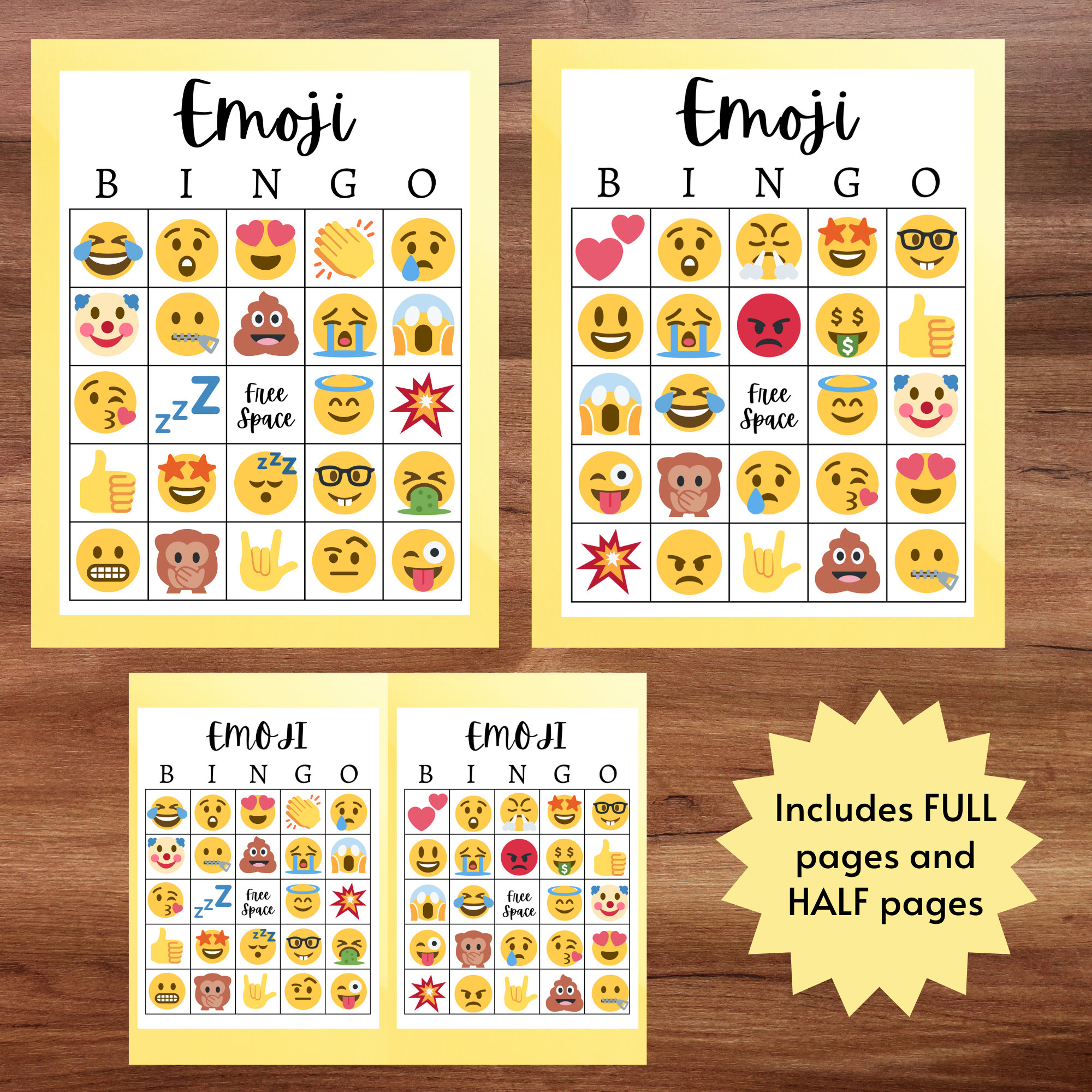 Emoji Bingo Cards, Printable Emotions Learning Game, Kids Emoji Party ...