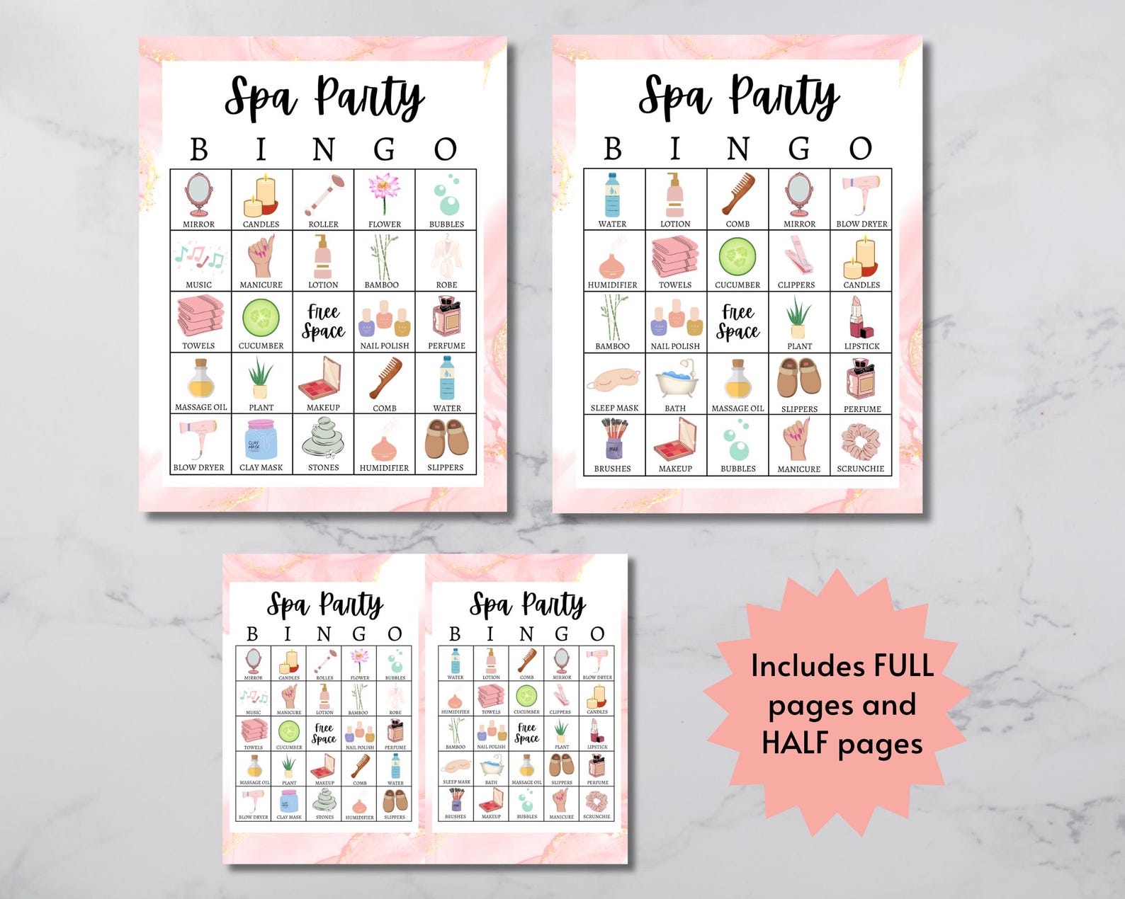 Spa Party Bingo, Printable Pamper Party Game for Kids, Teens, and ...