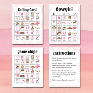 Cowgirl Bingo Cards, Pink Wild West Party Game, Printable Cowgirl ...