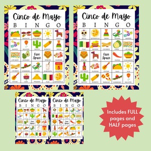Cinco De Mayo Bingo Cards, Printable Fiesta Party Game for Kids, Teens ...