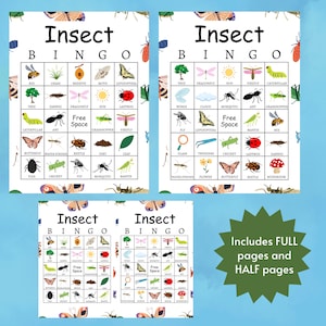 Insect Bingo Cards, Bug-themed Party Game, Printable Insects Learning ...