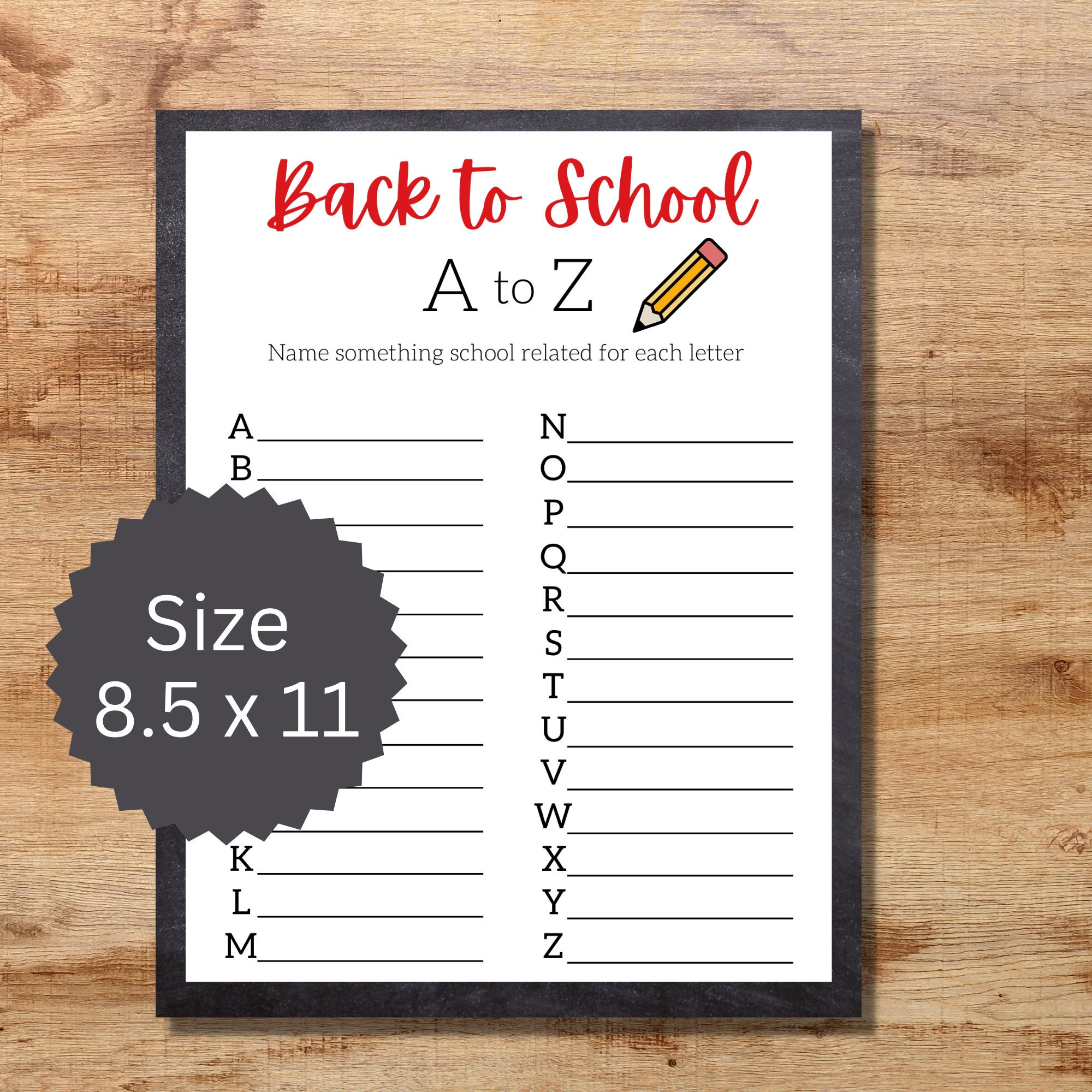 Back to School A to Z Race Game, Classroom Writing Activity, Printable ...