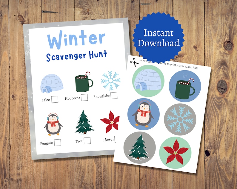 Winter Scavenger Hunt for Little Kids, Printable Indoor Activity for ...