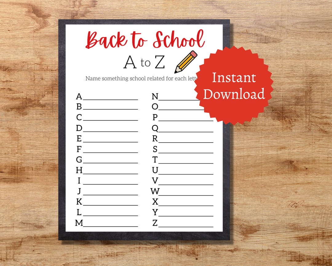 Back to School A to Z Race Game, Classroom Writing Activity, Printable ...