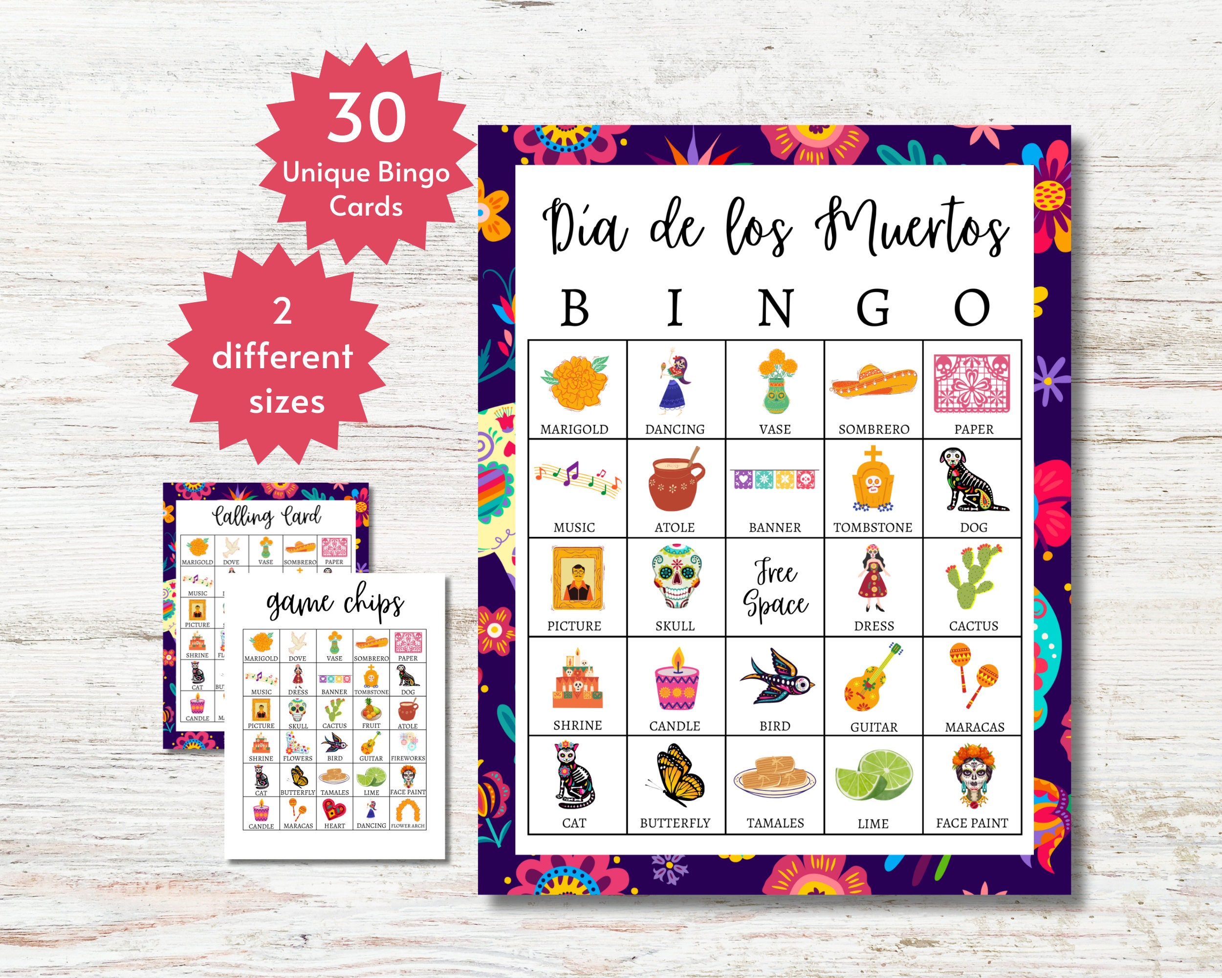Día De Los Muertos Bingo Cards, Day of the Dead Party Game for Kids ...