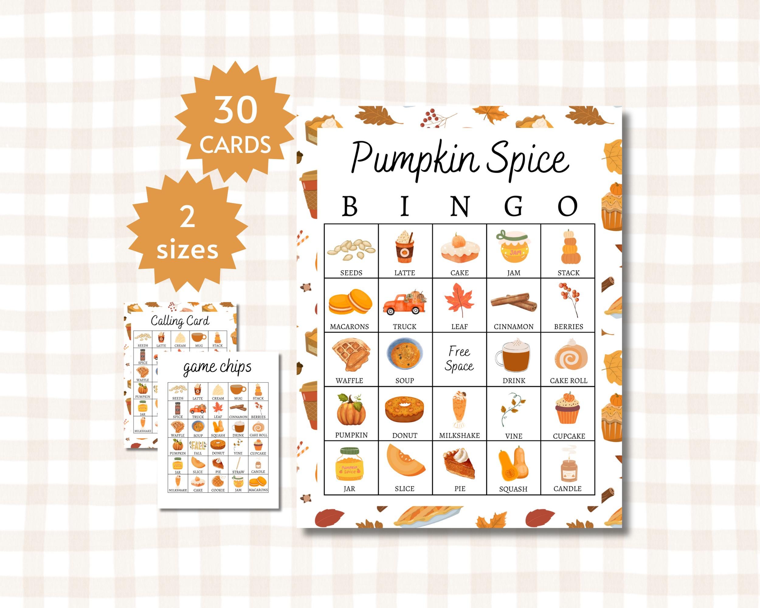 Pumpkin Spice Bingo Cards Bundle, Printable Autumn Party Game, Fall ...