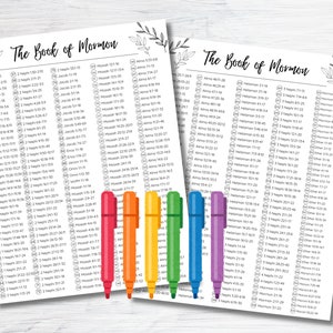 365 Days Book of Mormon Reading Chart, Printable One Year LDS Scripture ...