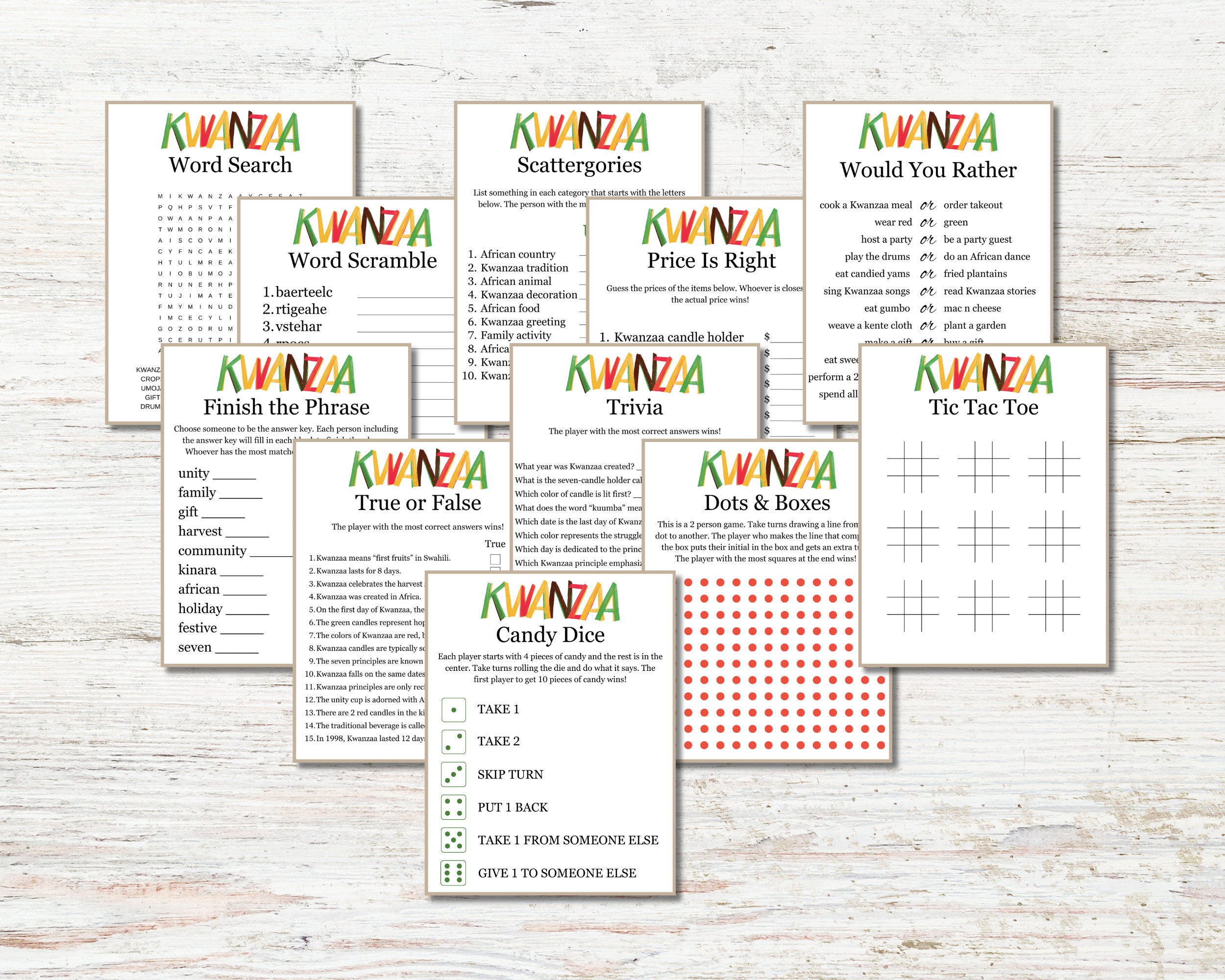 Kwanzaa Games, Printable Kwanzaa Party Games, Kwanzaa Games for Kids ...