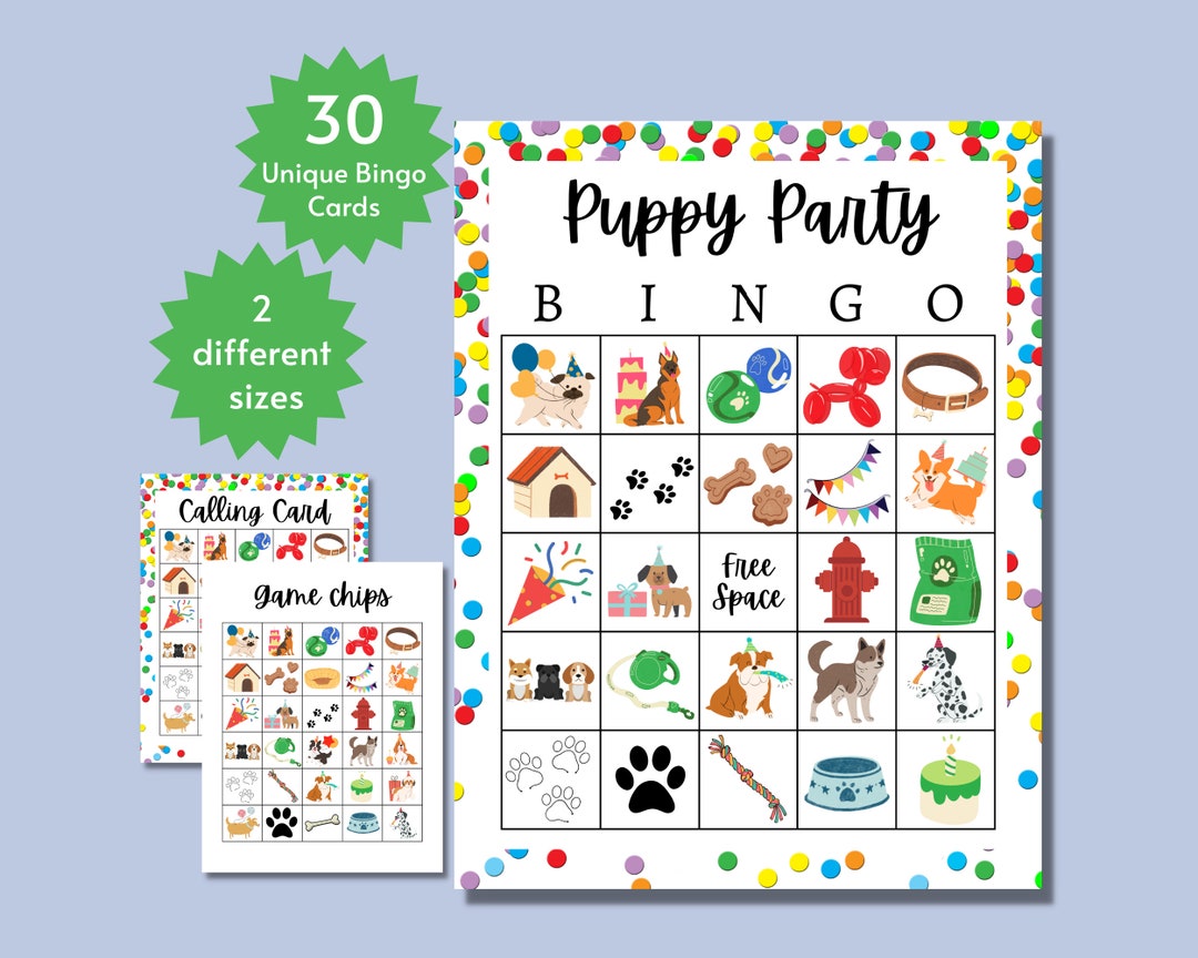 Puppy Party Bingo Cards, Printable Dog Birthday Party Game, Includes ...