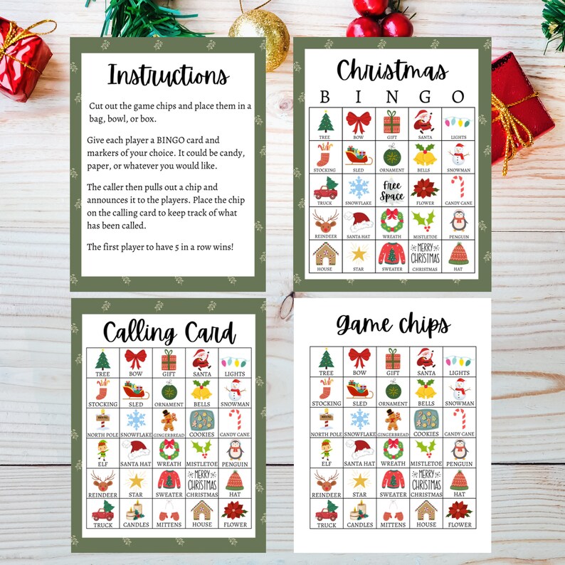 Christmas Bingo Cards, Printable Holiday Activity for Kids, Teens, and ...