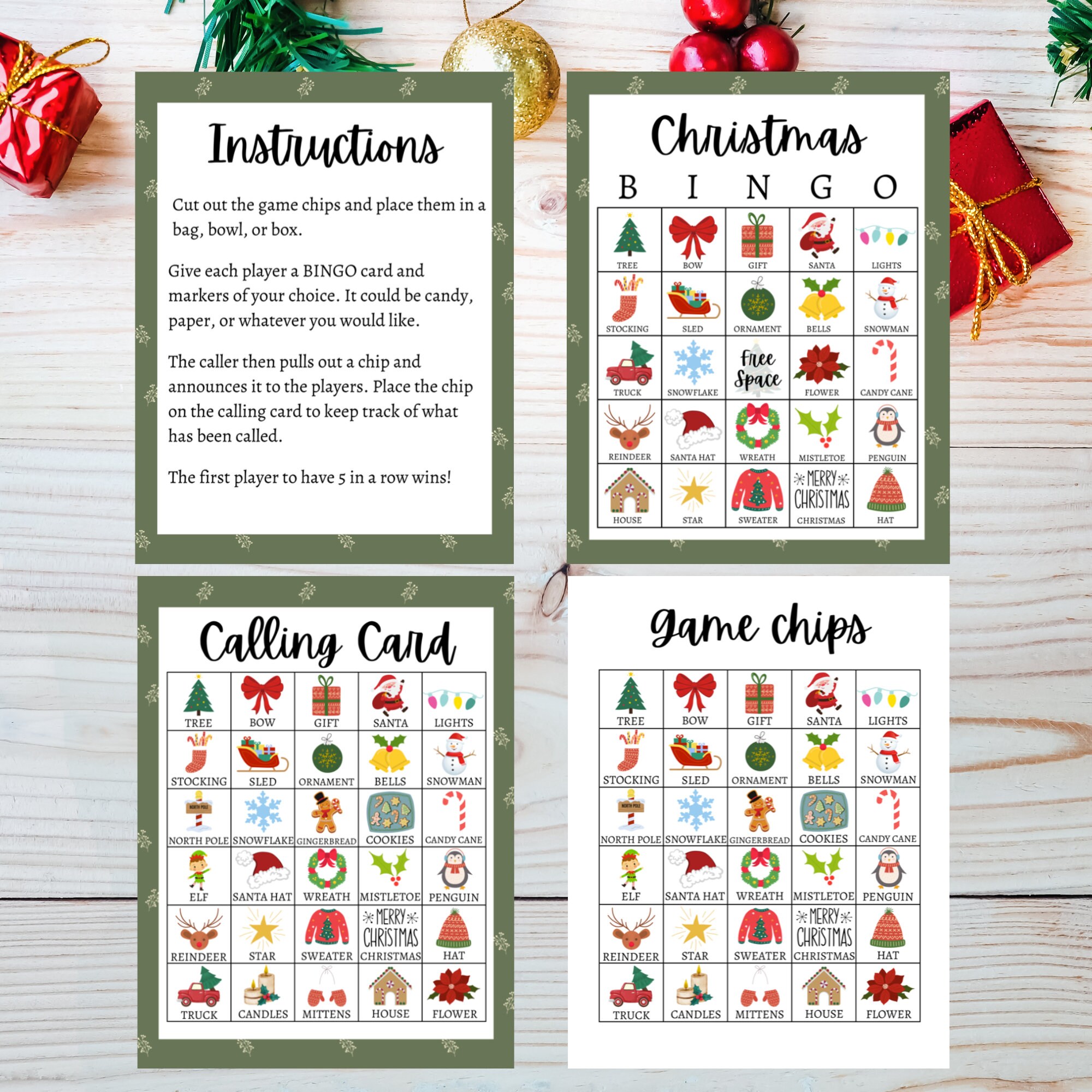 Christmas Bingo Cards Printable, Family Holiday Games, Winter Party ...