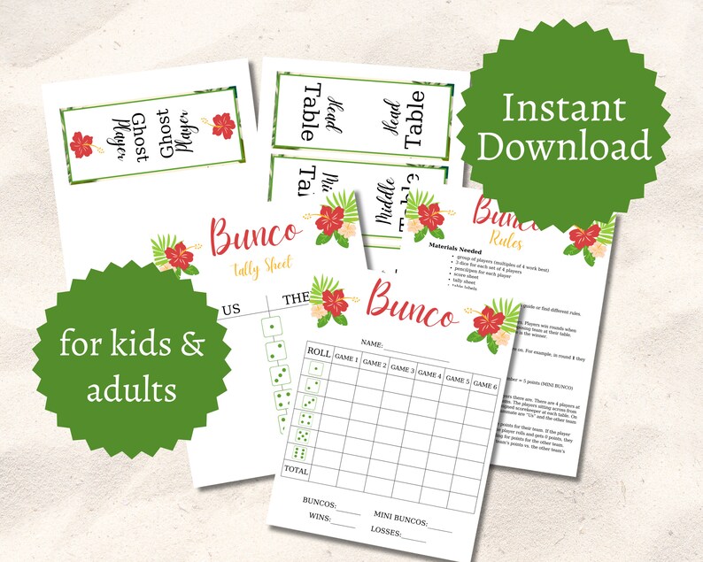 Summer Bunco Bundle, Printable Summertime Activity for Large Groups ...